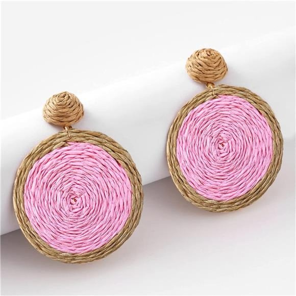 Jewelry | Bohemian Woven Rattan Ball Dangle Drop Earring Retro Boho Raffia Straw Wicker | Poshmark